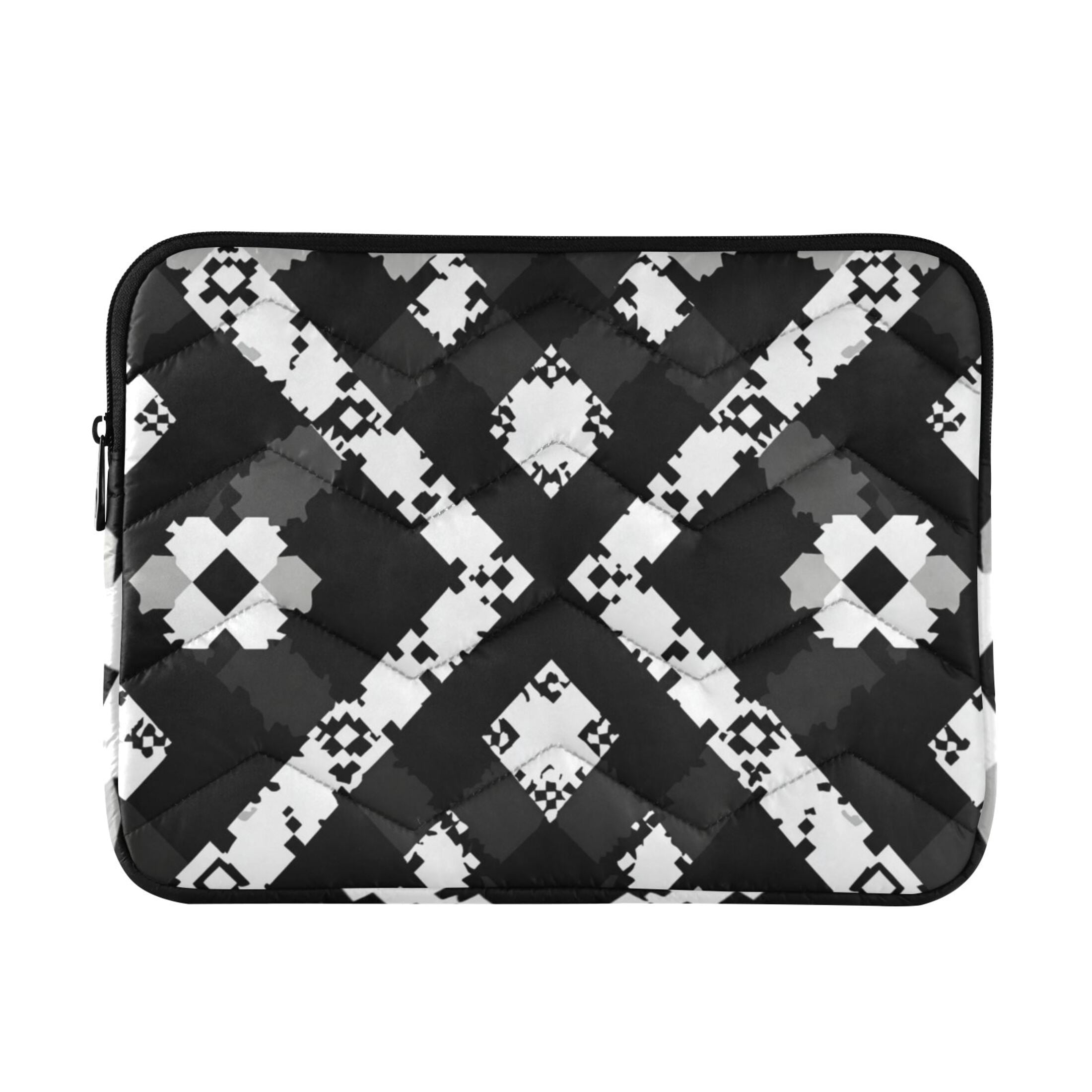 Black White Gray Pixel Pattern Quilted Laptop Protective Cases Computer ...