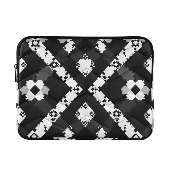 Black White Gray Pixel Pattern Quilted Laptop Protective Cases Computer ...