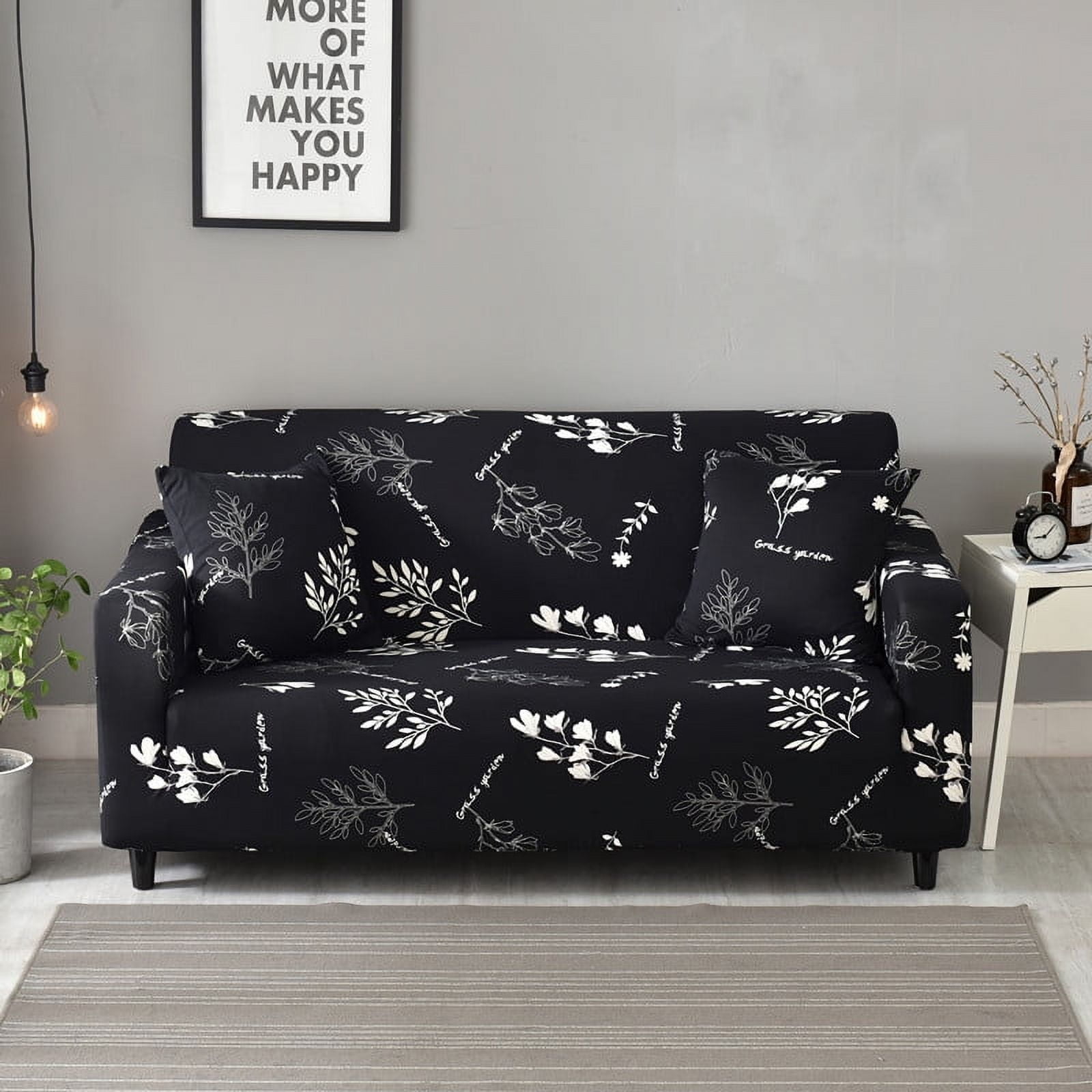 Black White Grey 1/2/3/4 Seater Sofa Cover Tight Wrap All-inclusive ...