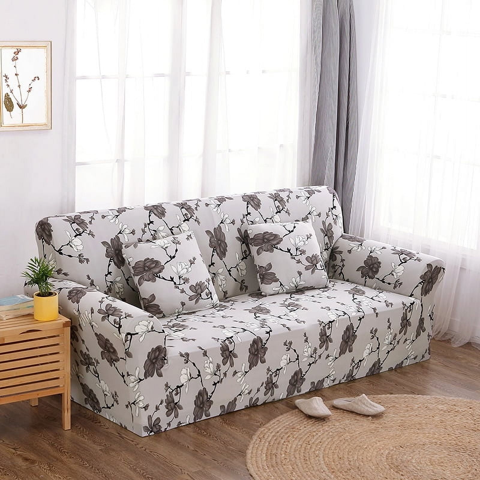 Black White Grey 1/2/3/4 Seater Sofa Cover Tight Wrap All-inclusive ...