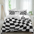 Black White Grid Full Duvet Cover Set, Deformed Color Block 4 Piece ...