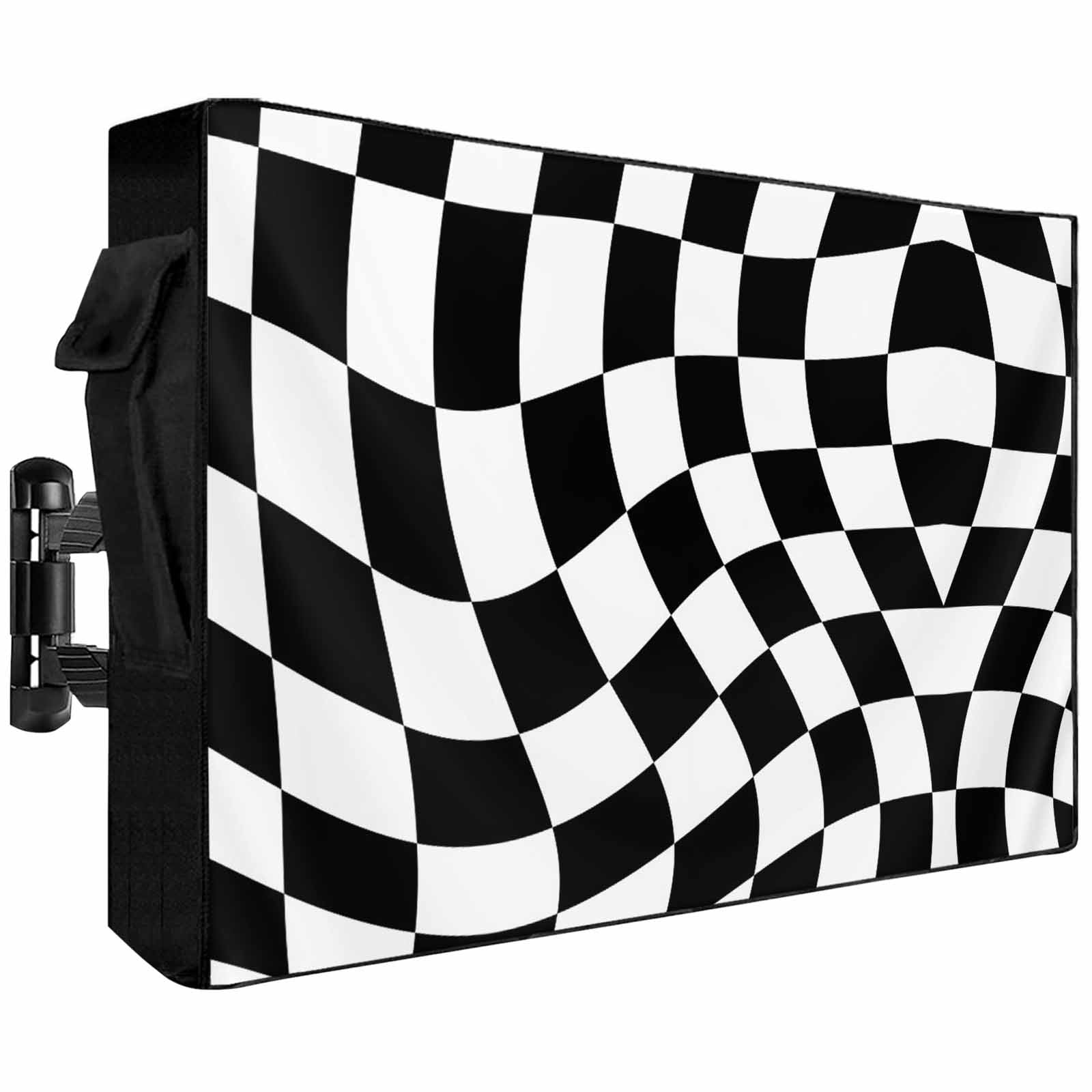 Black White Grid Outdoor TV Cover 52 to 55 inch Deformed Color Block ...