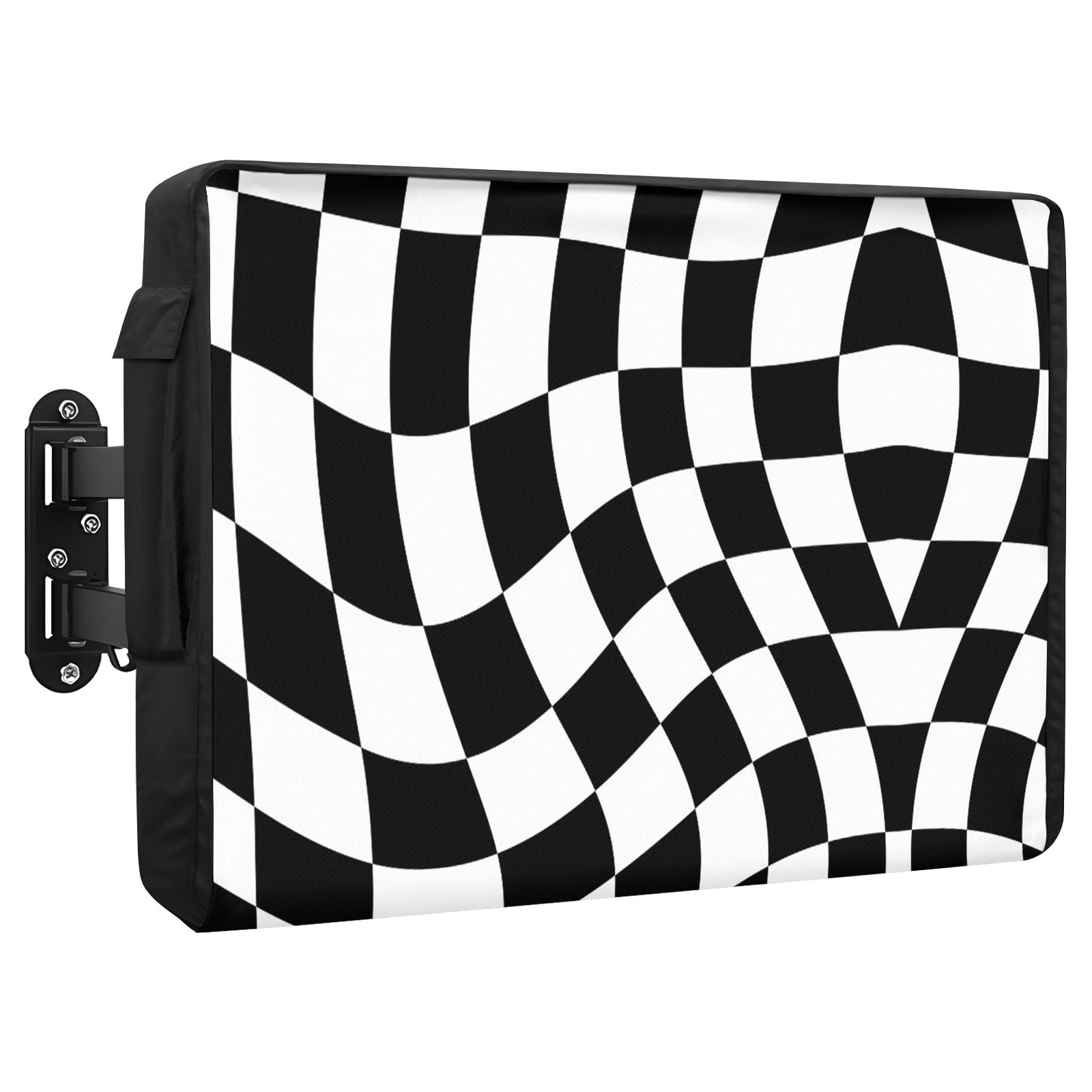 Black White Grid Outdoor TV Cover 80 to 85 Inch Deformed Color Block ...