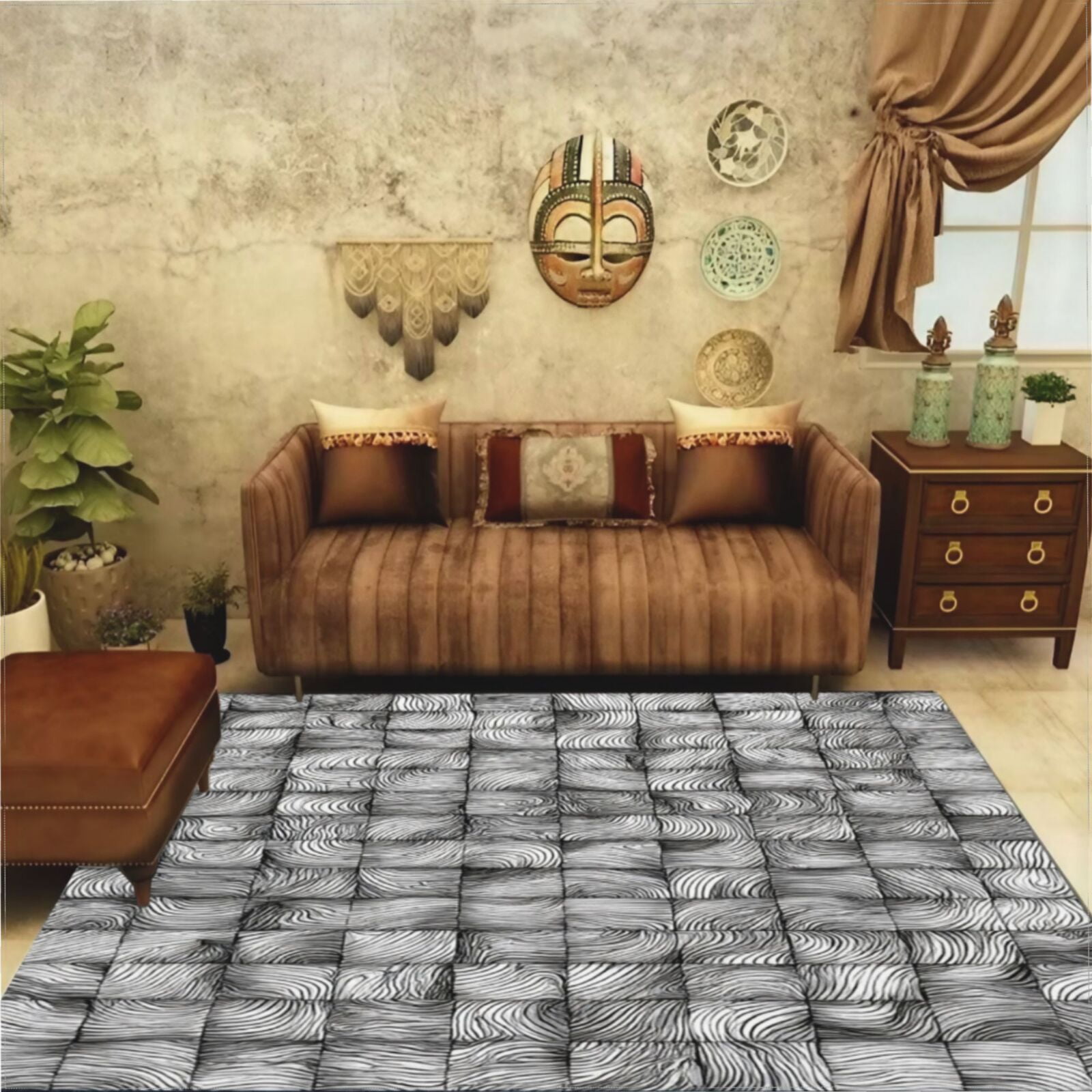Black White Grid Pattern Art Light Luxury Home Carpets Living Room ...