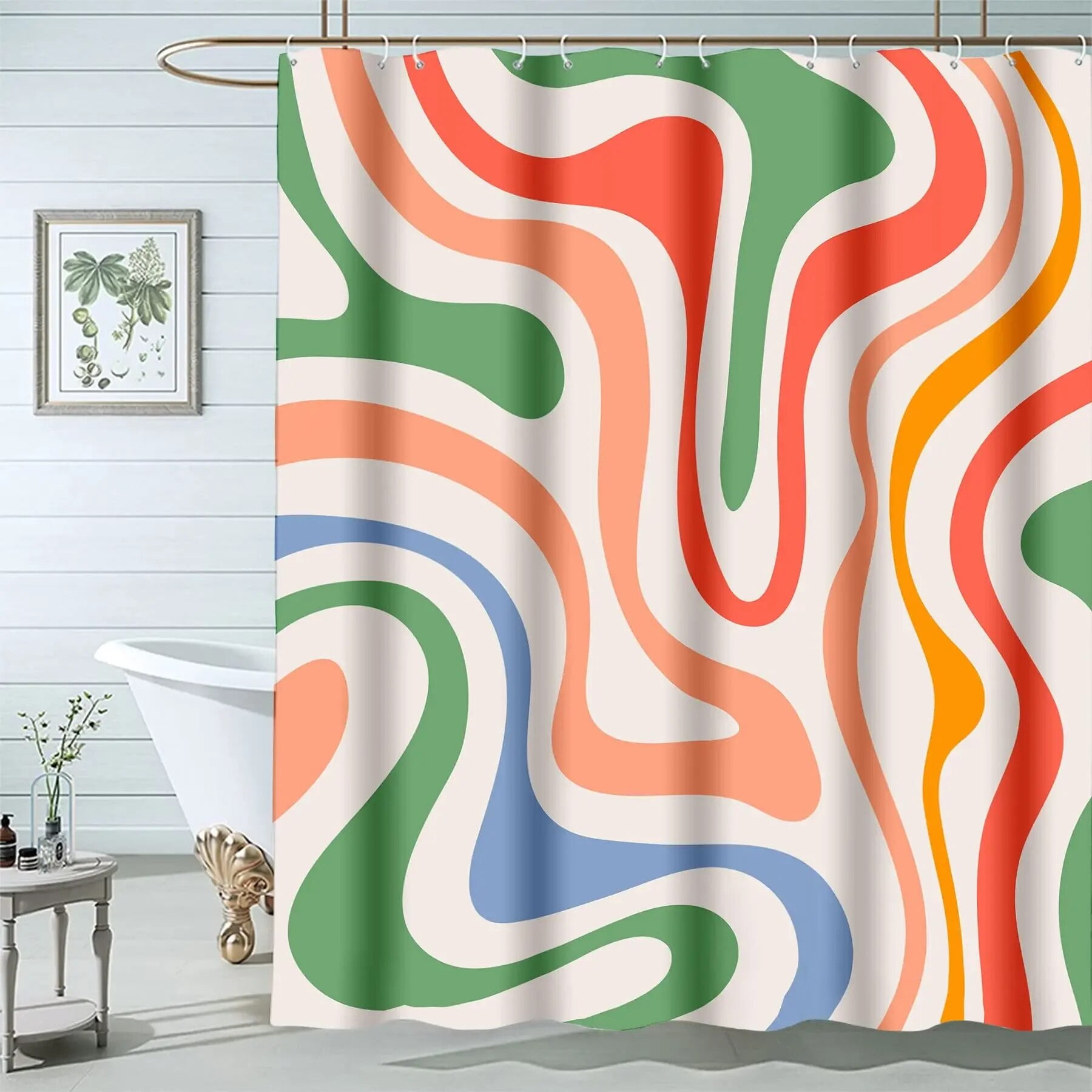 Black&white Groovy Checkerboard Shower Curtain 70s Retro Abstract