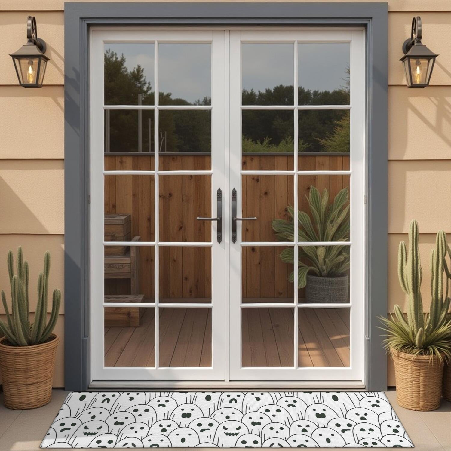 Black and White Halloween Ghosts Door Rugs,Washable Non Slip Door Mats ...