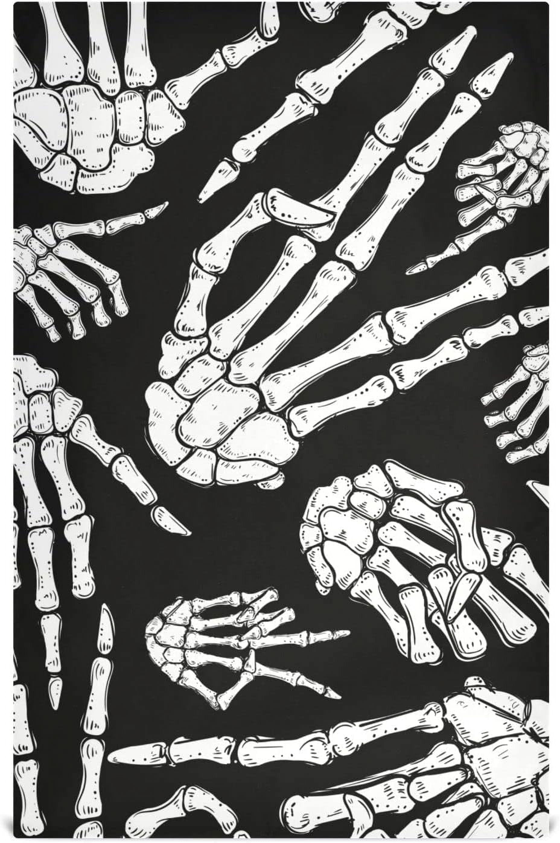 Black and White Halloween Skeleton Hands Kitchen Towel, Dish Towels ...