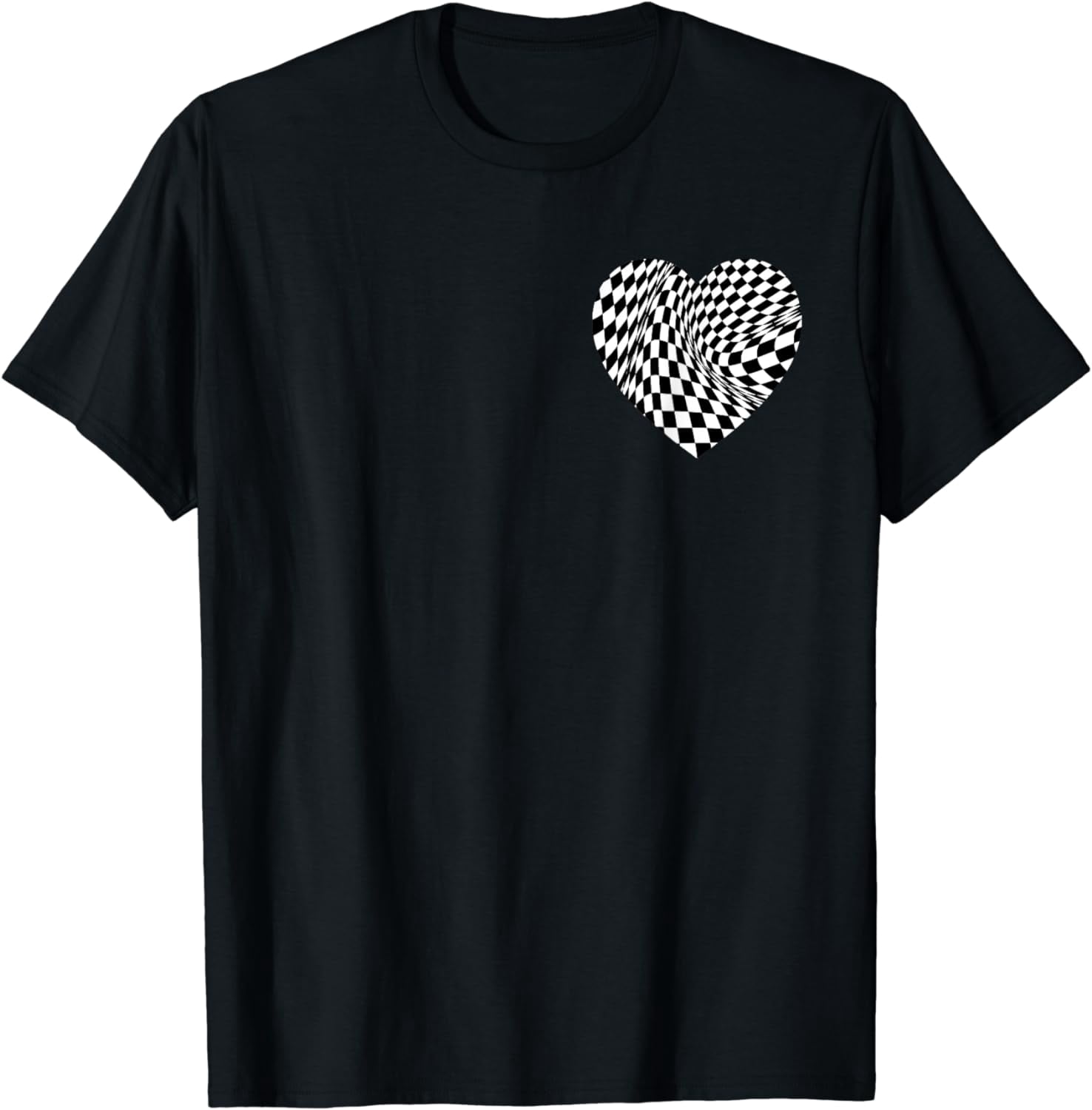 Black White Heart Checkered men women Chess Game lovers T-Shirt ...