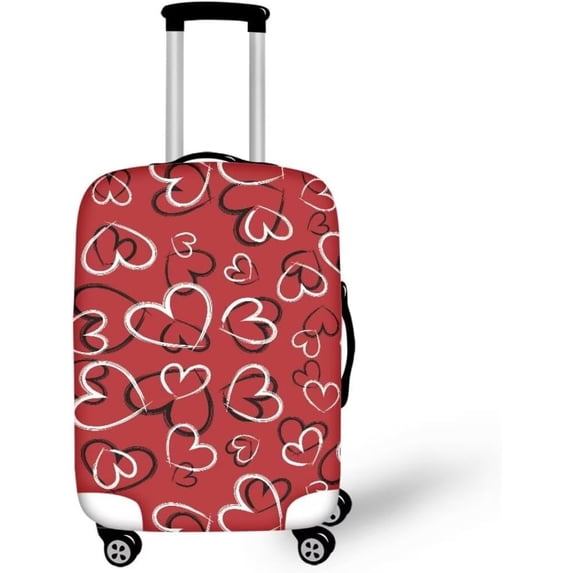 Black White Hearts Print Suitcase Cover For Luggage 25-28 Inch Dust ...
