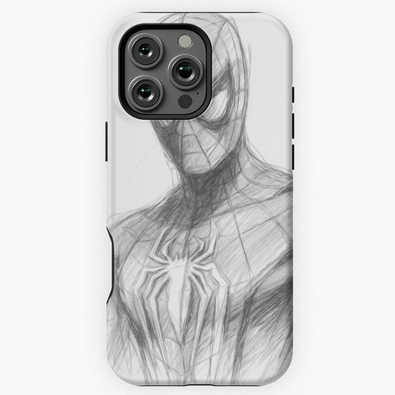 Black White Hero Sketch Ink Line Portrait iPhone Case 17 through 11 Pro ...