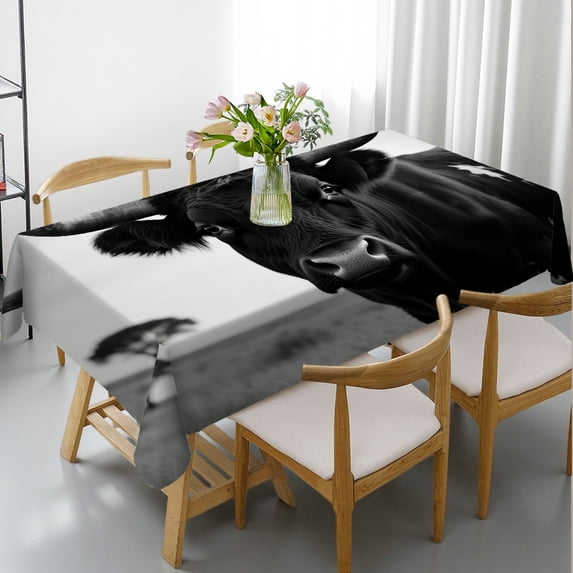 Black and White Highland Cattle with Long Horns Tablecloths for dining ...