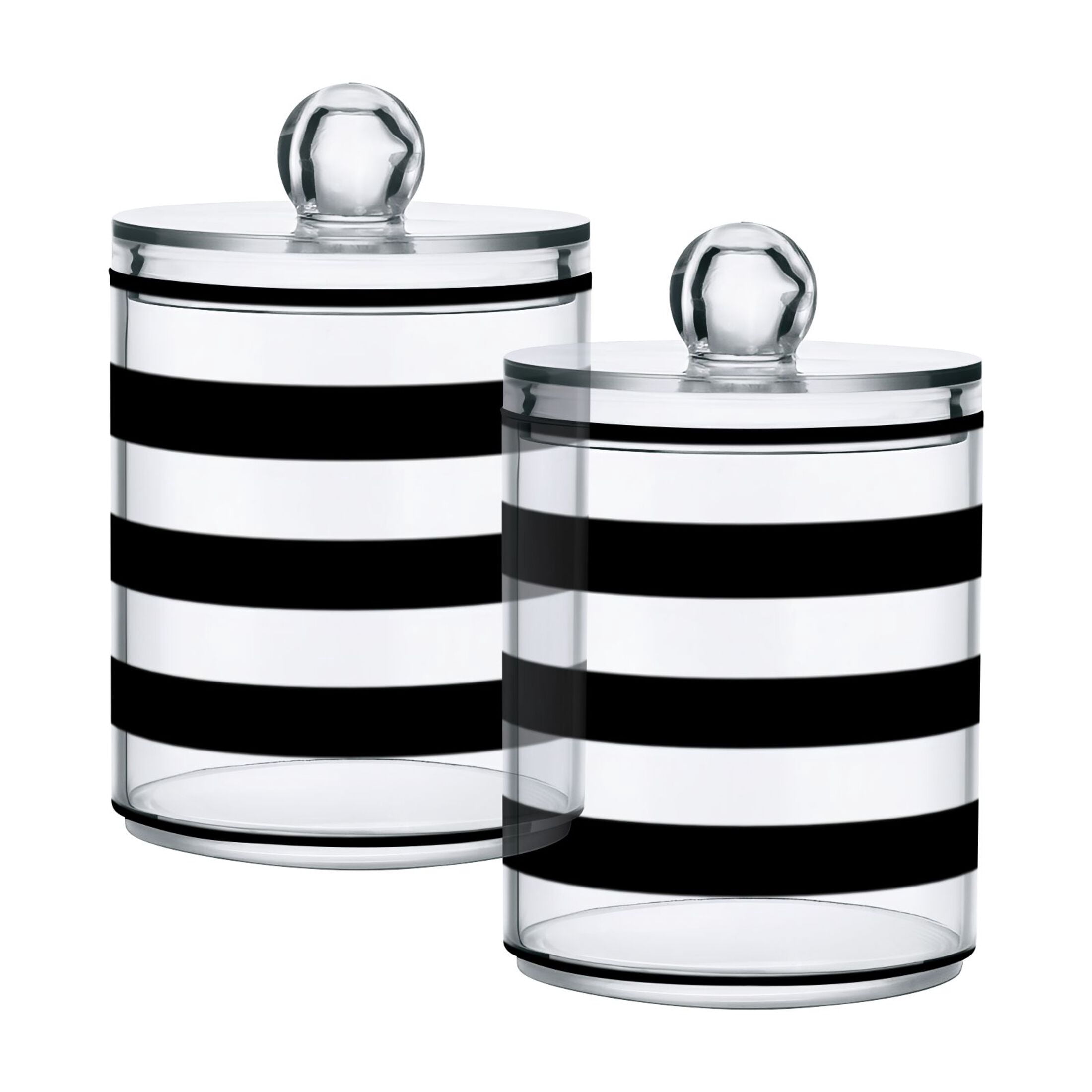 Black White Horizontal Narrow Stripes Translucent Plastic Cans Storage ...