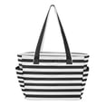 Black White Horizontal Narrow Stripes Women's Quilted Tote HandBag ...