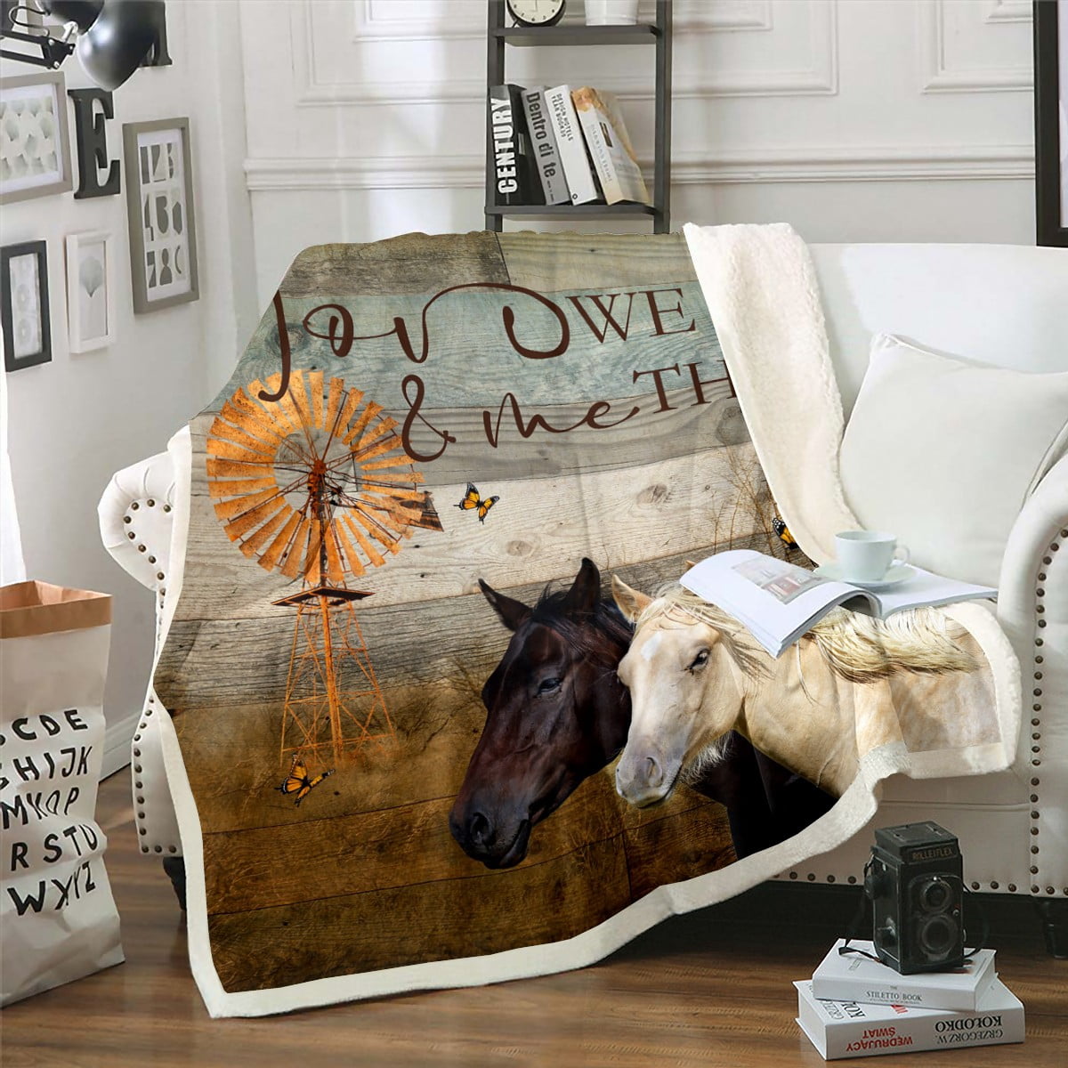 Black and White Horse Blanket Western Throw Blanket 30"x40",Garden ...