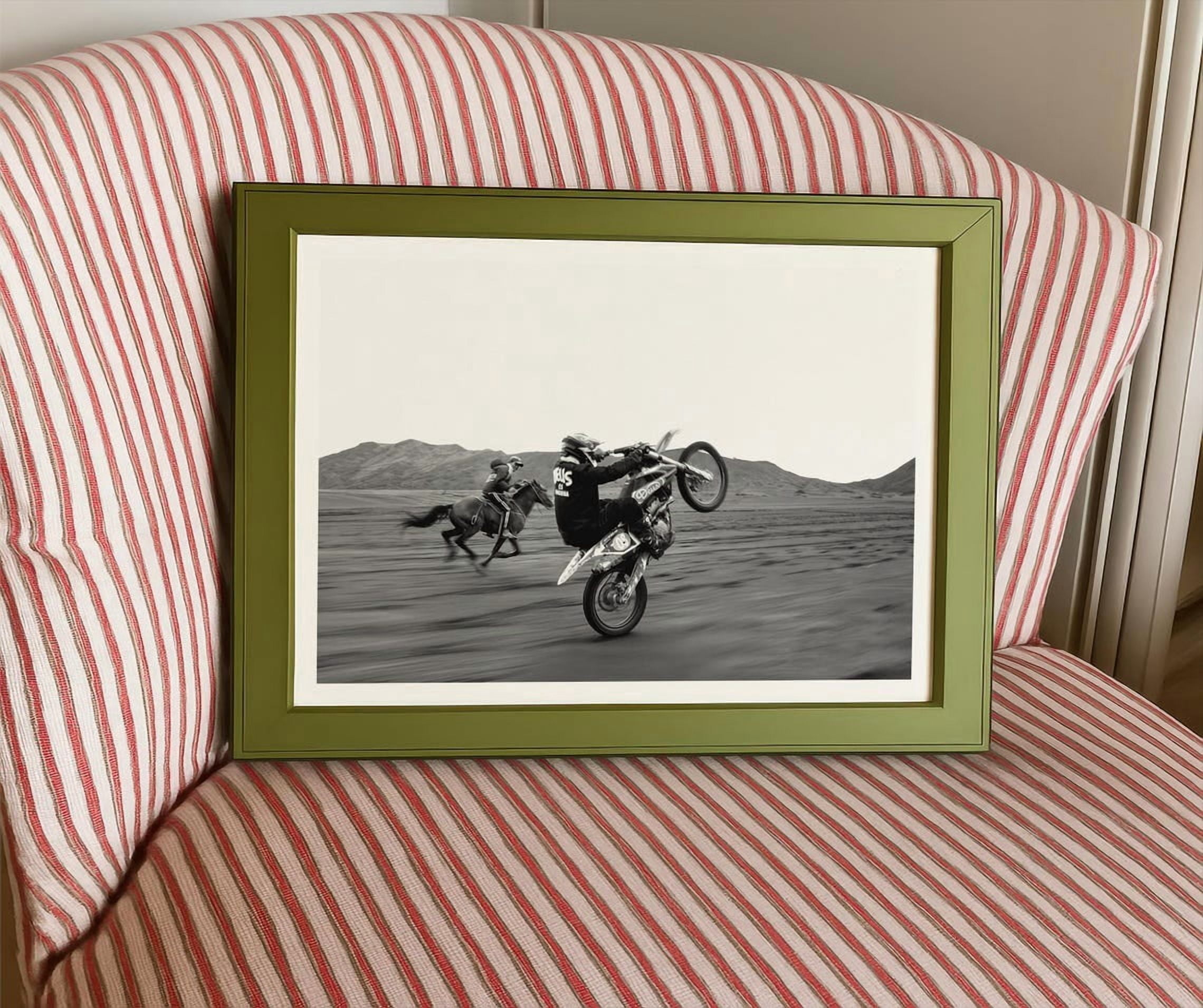 Black White Horse Motorcycle Desert Wall Art, Unframed Canvas Size 8x12 - Walmart.com