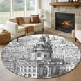 Black and White Illustration 8FT Round Area Rugs for Living Room ...