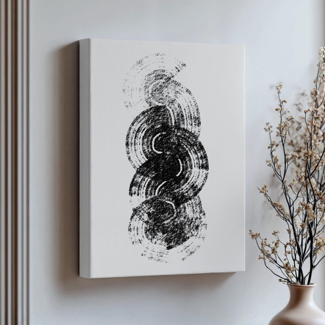 Black & White Ink Splotch Abstract Giclée Art Poster, Unframed Canvas ...
