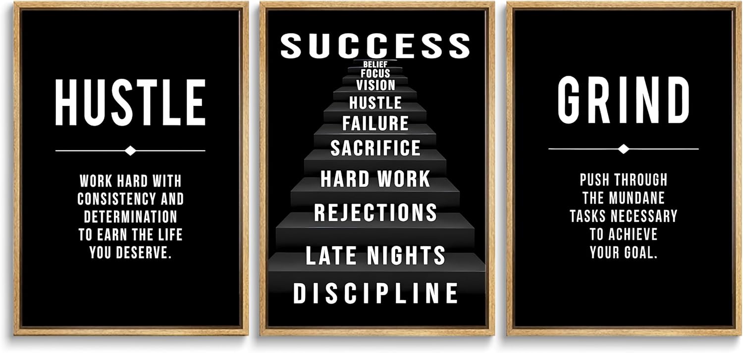 Black and White Inspirational Phrases Wall Art Stairway to Success ...