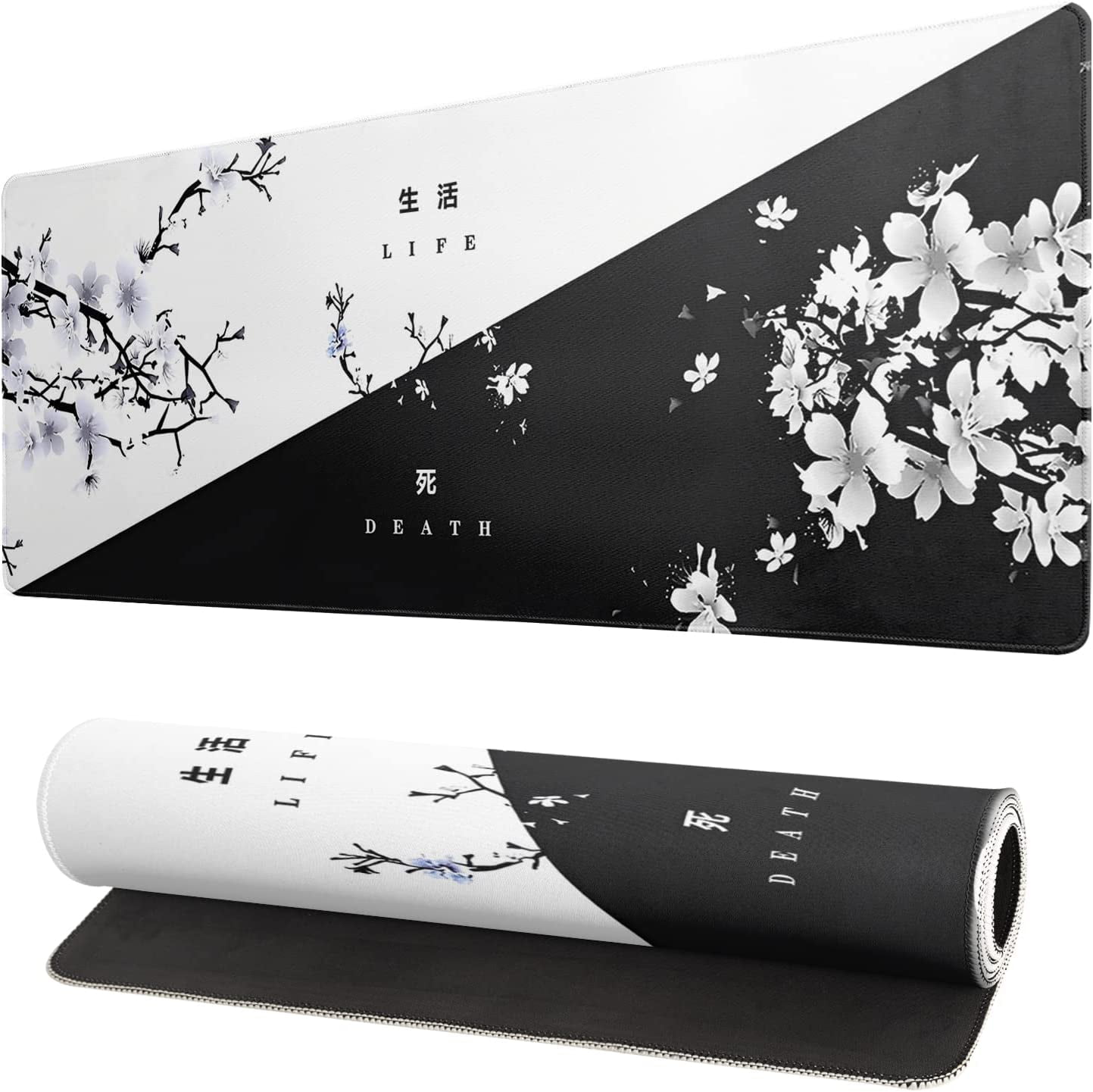 Black and White Japanese Cherry Blossom Gaming Mouse Pad Sakura Death ...