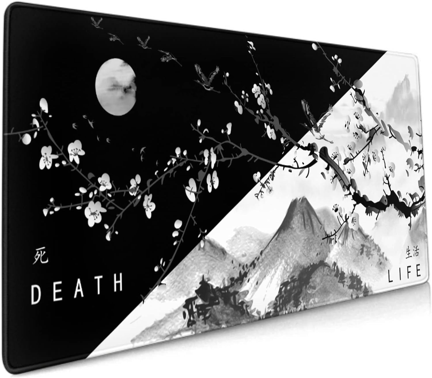Black White Japanese Cherry Blossom Mouse Pad 35.4 X 15.7 Inch XXL ...