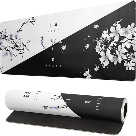 Black and White Japanese Cherry om Gaming Mouse Pad Sakura Death Life ...