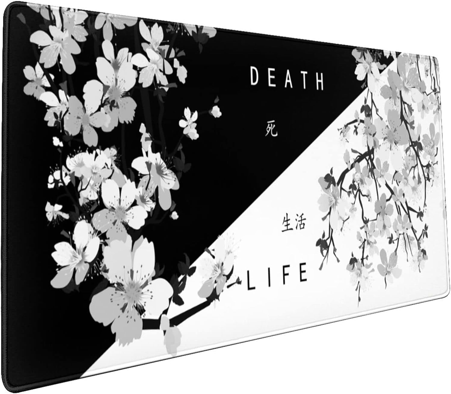 Black White Japanese Mouse Pad 35.4 X 15.7 Inch XXL Cherry Blossom ...