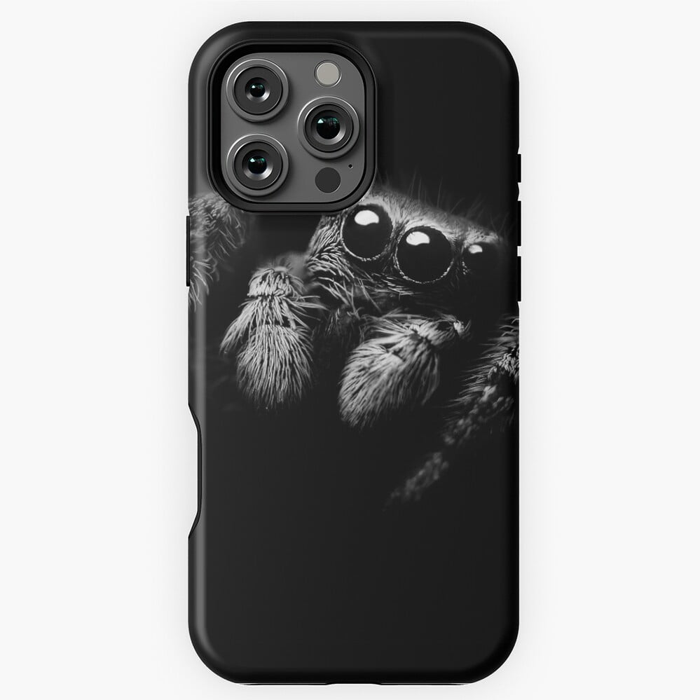 Black White Jumping Spider Art Phone Case for iPhone 16 15 14 13 12 11 ...