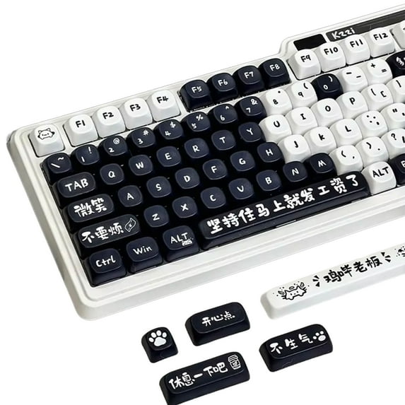Black White Keycaps Off Work Theme 135keys Customization For Mechanical ...
