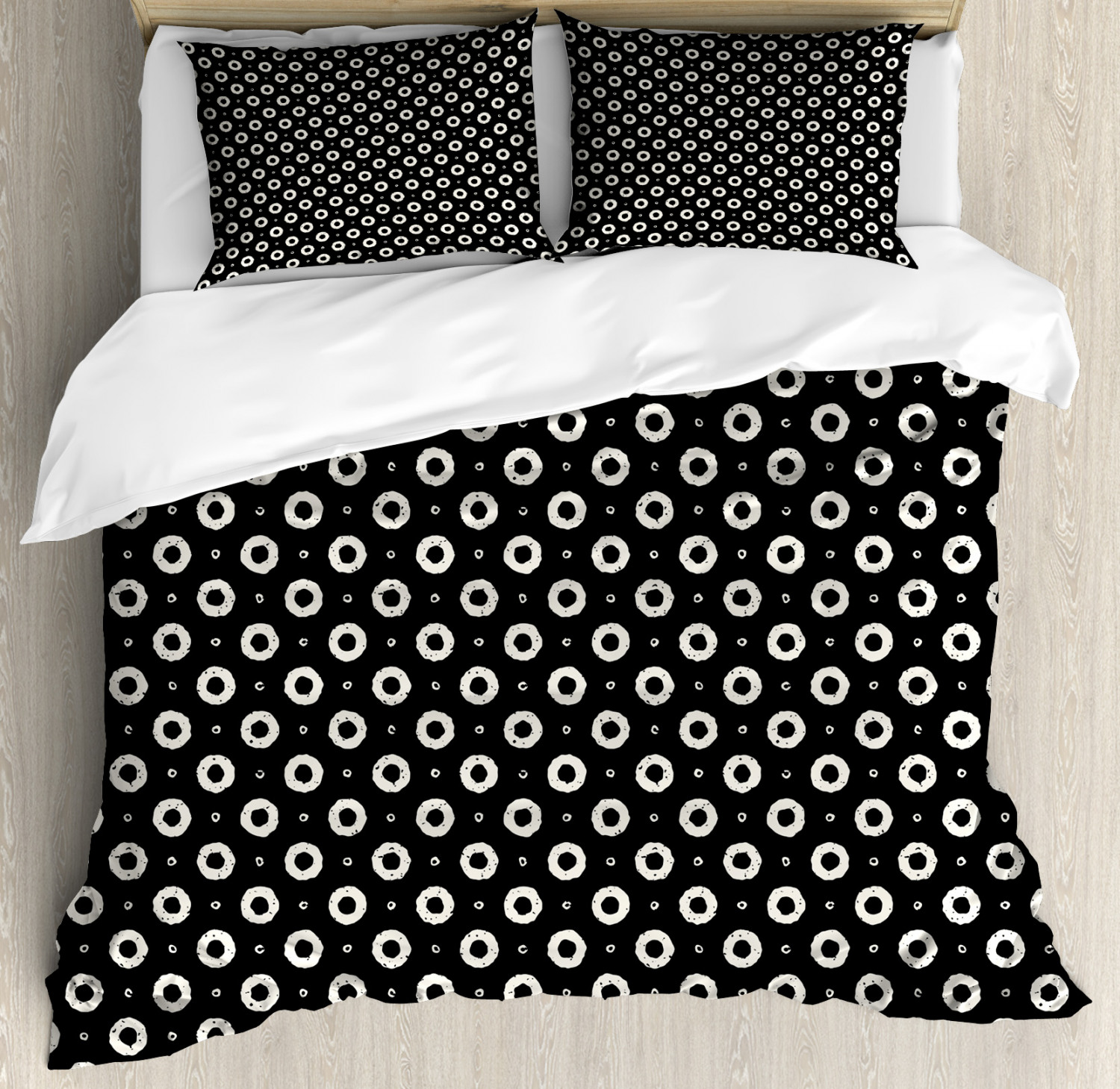 Black and White King Size Duvet Cover Set, Hand Paint Style Small and ...