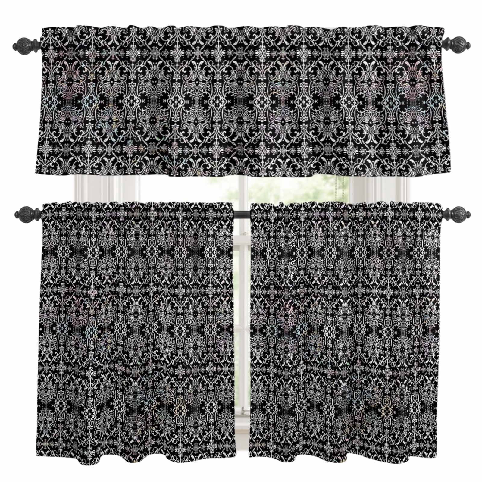 Black and White Kitchen Curtains,Kitchen Curtains and Valances Set of 3 ...