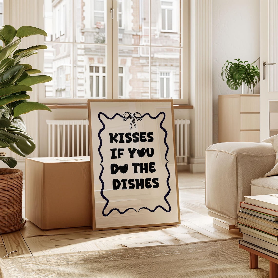 Black & White Kitchen Quote Print Poster Kisses If You Do Dishes Poster ...