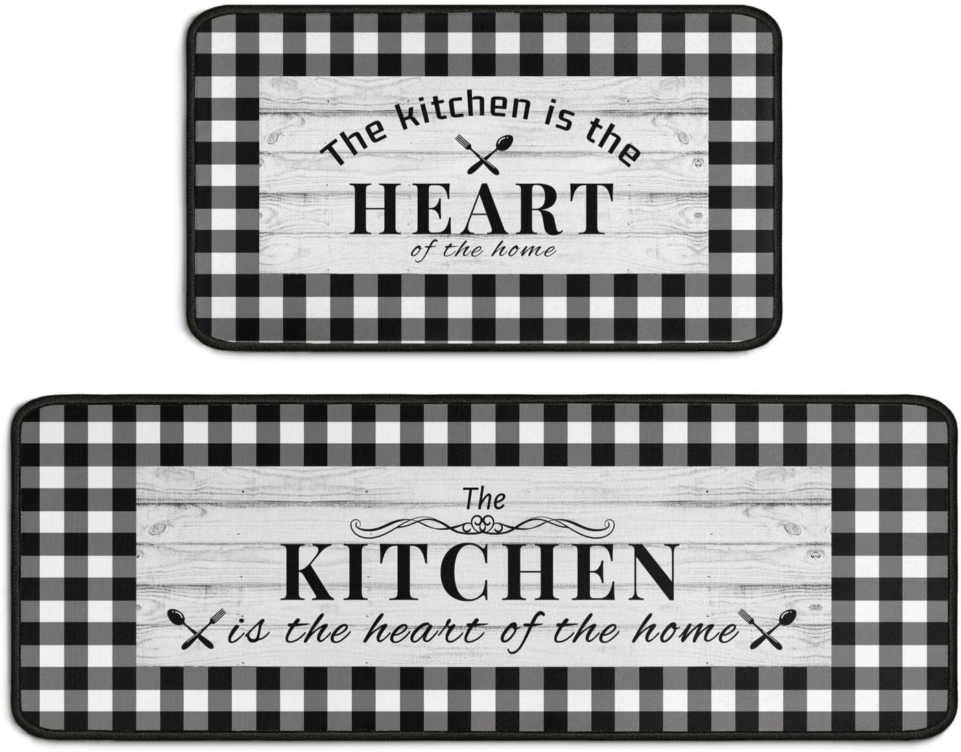 Black and White Kitchen Rugs, Buffalo Plaid Kitchen Rug, Fun Kitchen ...