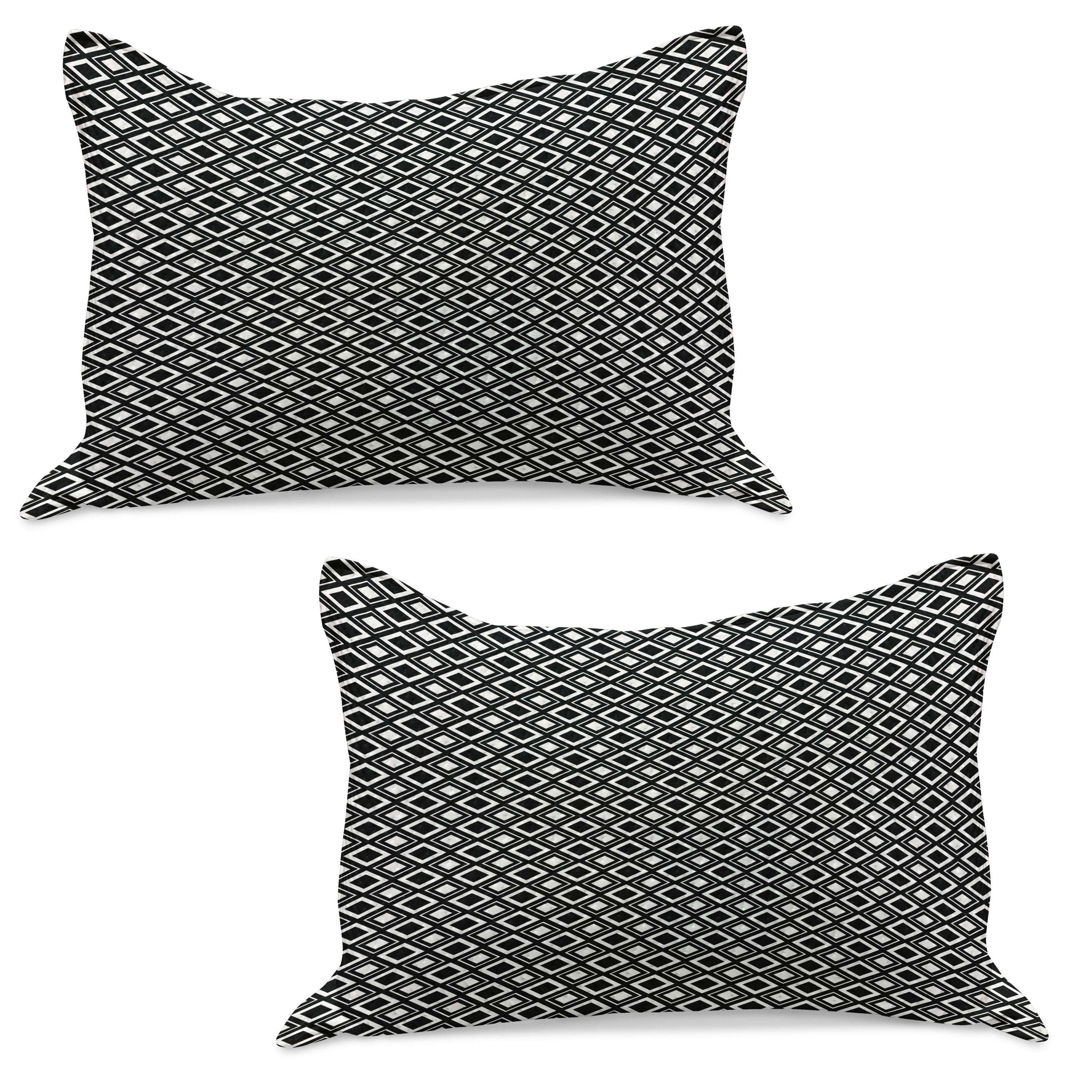 Black and White Knitted Quilt Pillowcover Set of 2, Monochrome ...
