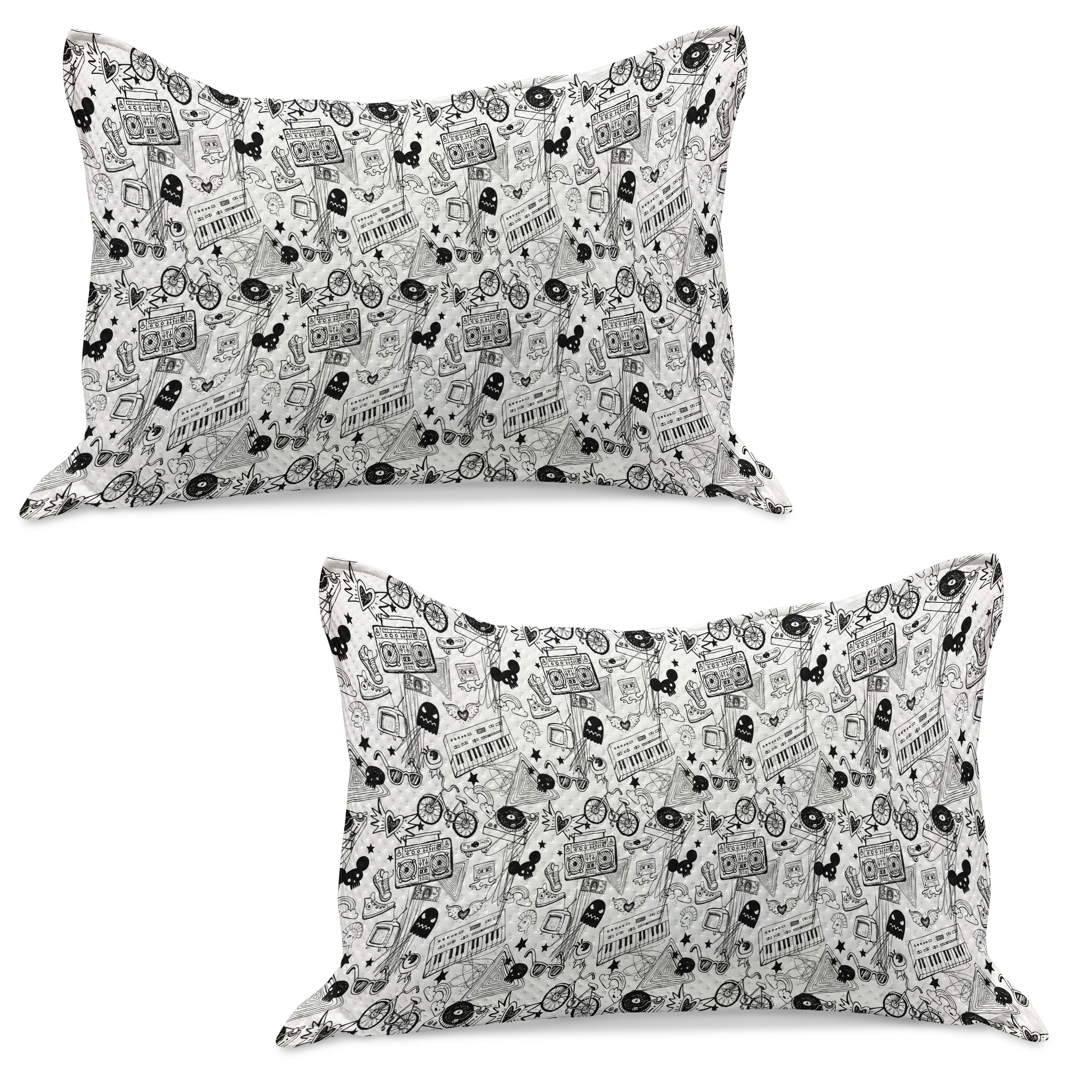 Black and White Knitted Quilt Pillowcover Set of 2, Punk Teenage ...