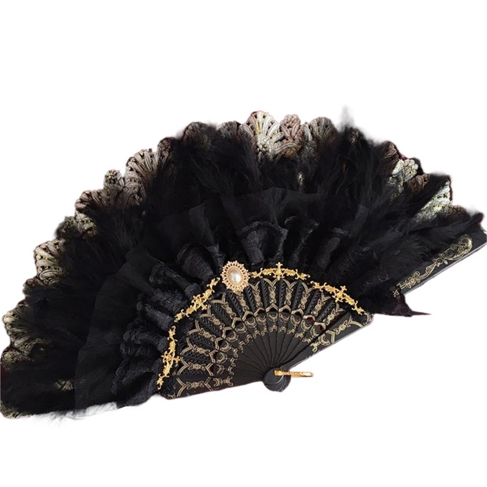 Black White Lace Embossed Flower Wedding Favors Folding Hand Fans Fan ...