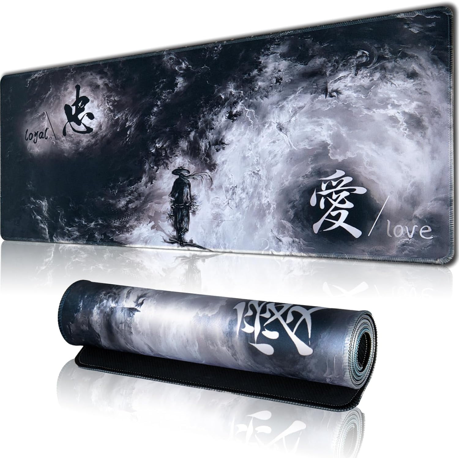 Black and White Large Gaming Mouse Pad for Desk, Desk Mat with Seamed ...