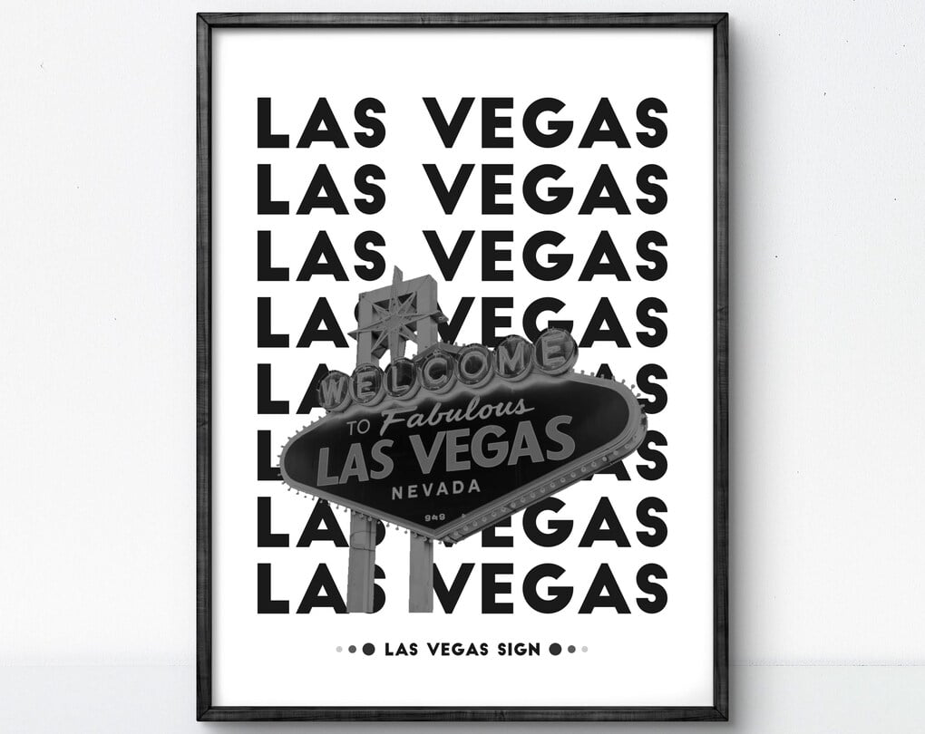 Black And White Las Vegas Poster - Modern Minimal Design Featuring ...