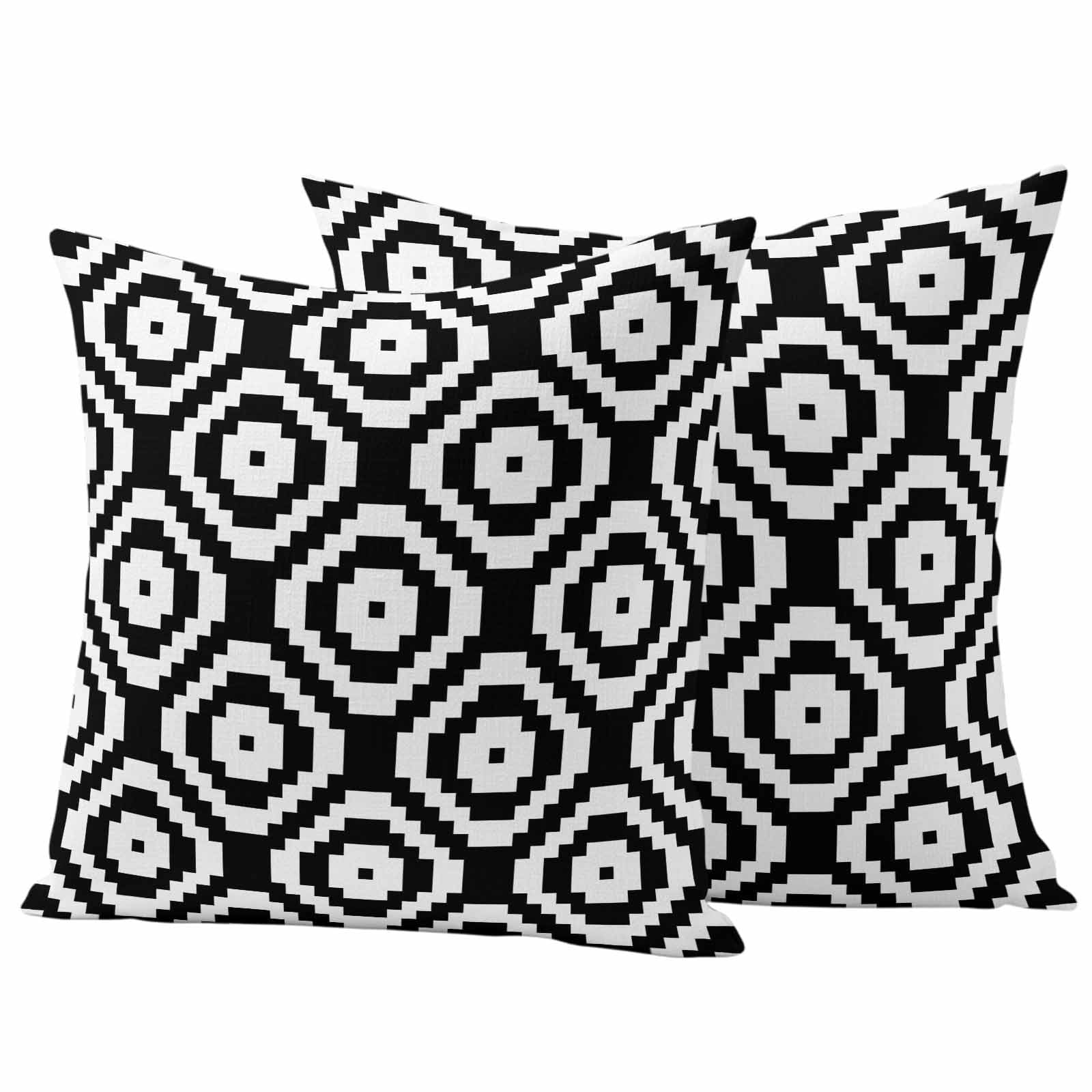 Black White Lattice Outdoor Pillow Covers Set of 2 Geometric Modern ...