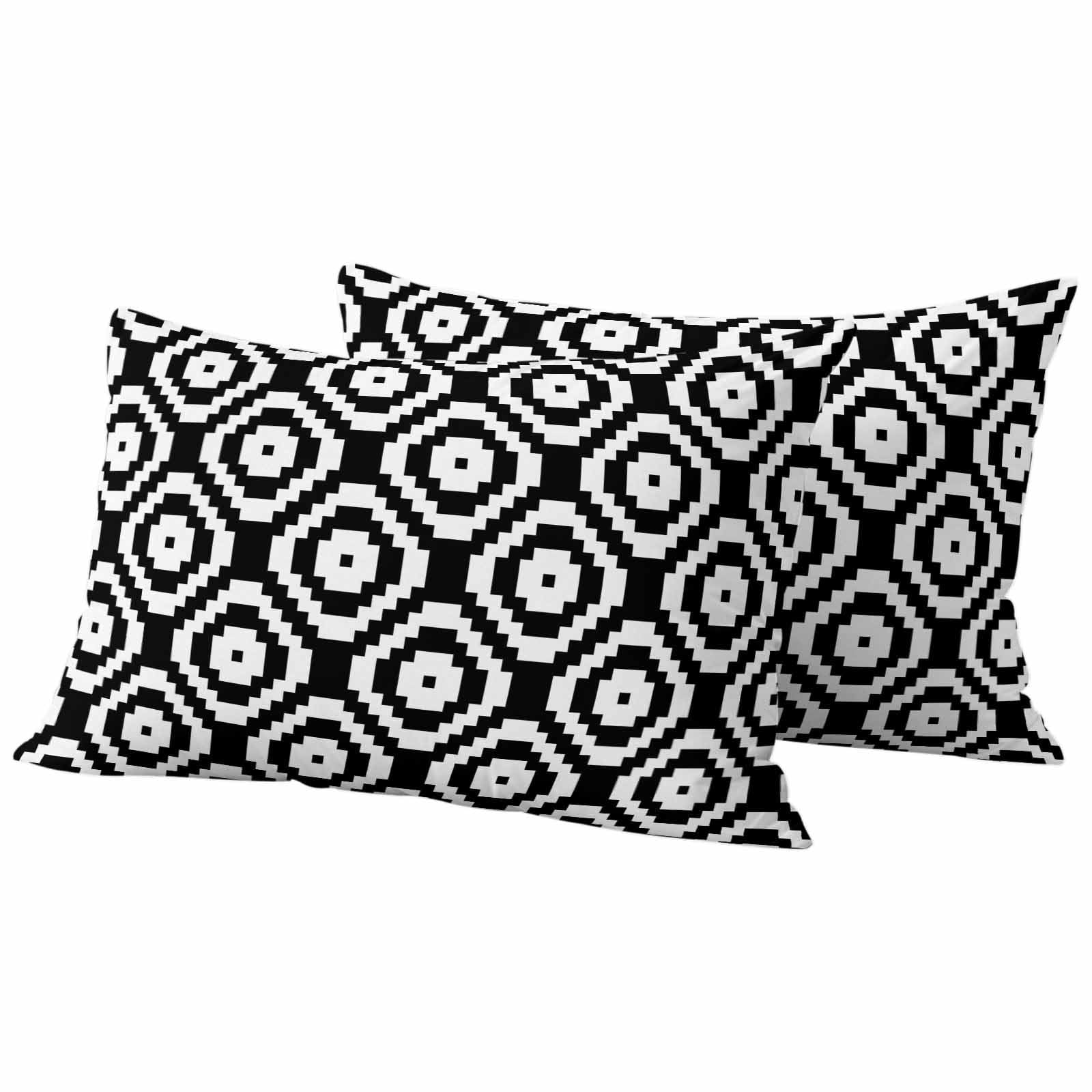 Black White Lattice Outdoor Pillow Covers Set of 2 Geometric Modern ...