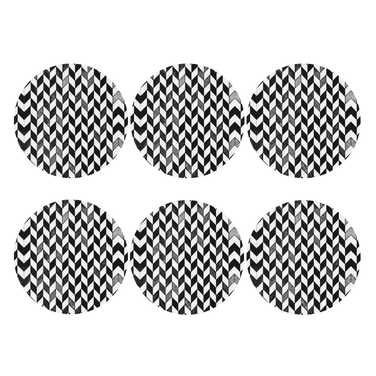 Black White Lattice Pattern Leather Drinks Coasters Suitable for ...