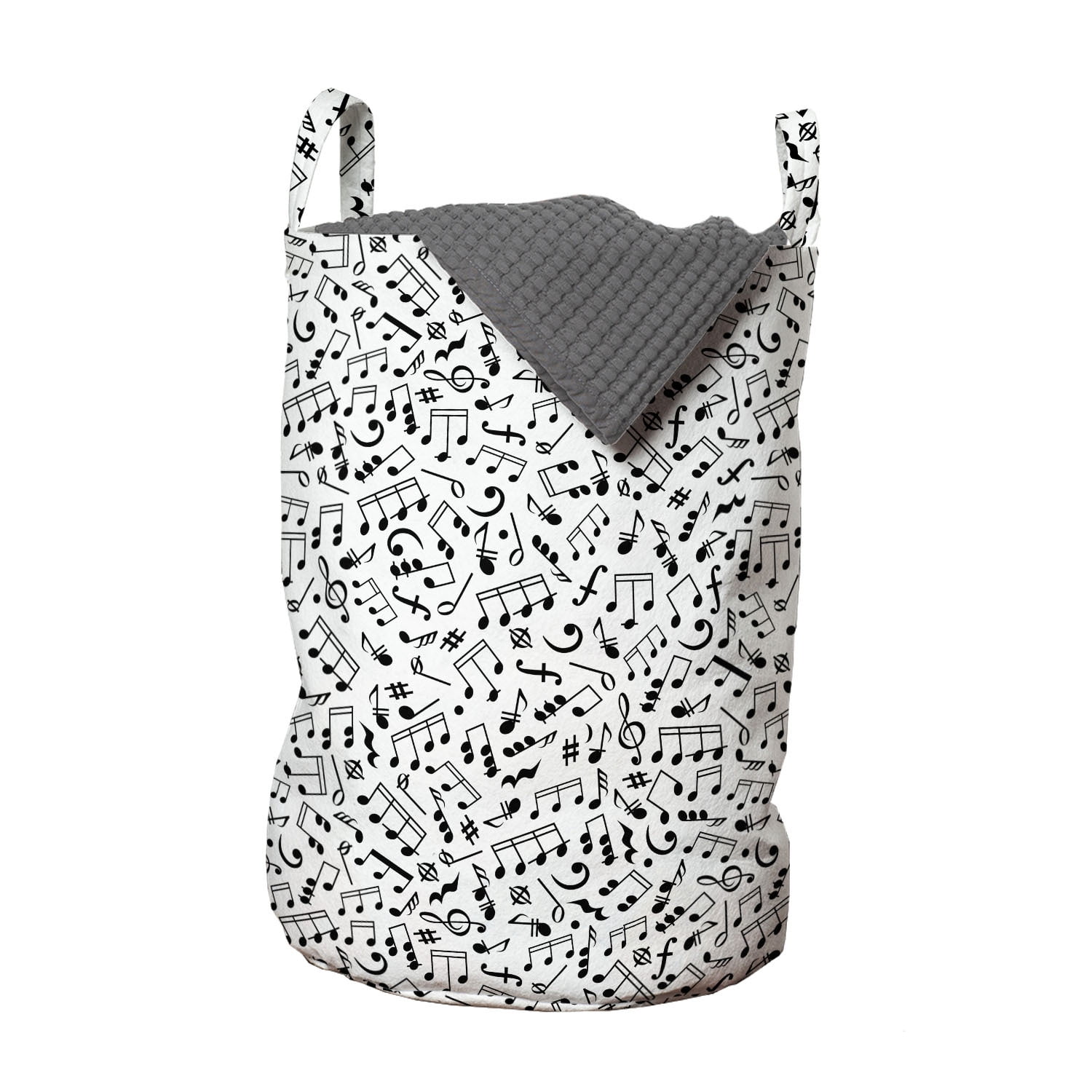 Black and White Laundry Bag, Musical Composition with Notes Quavers ...