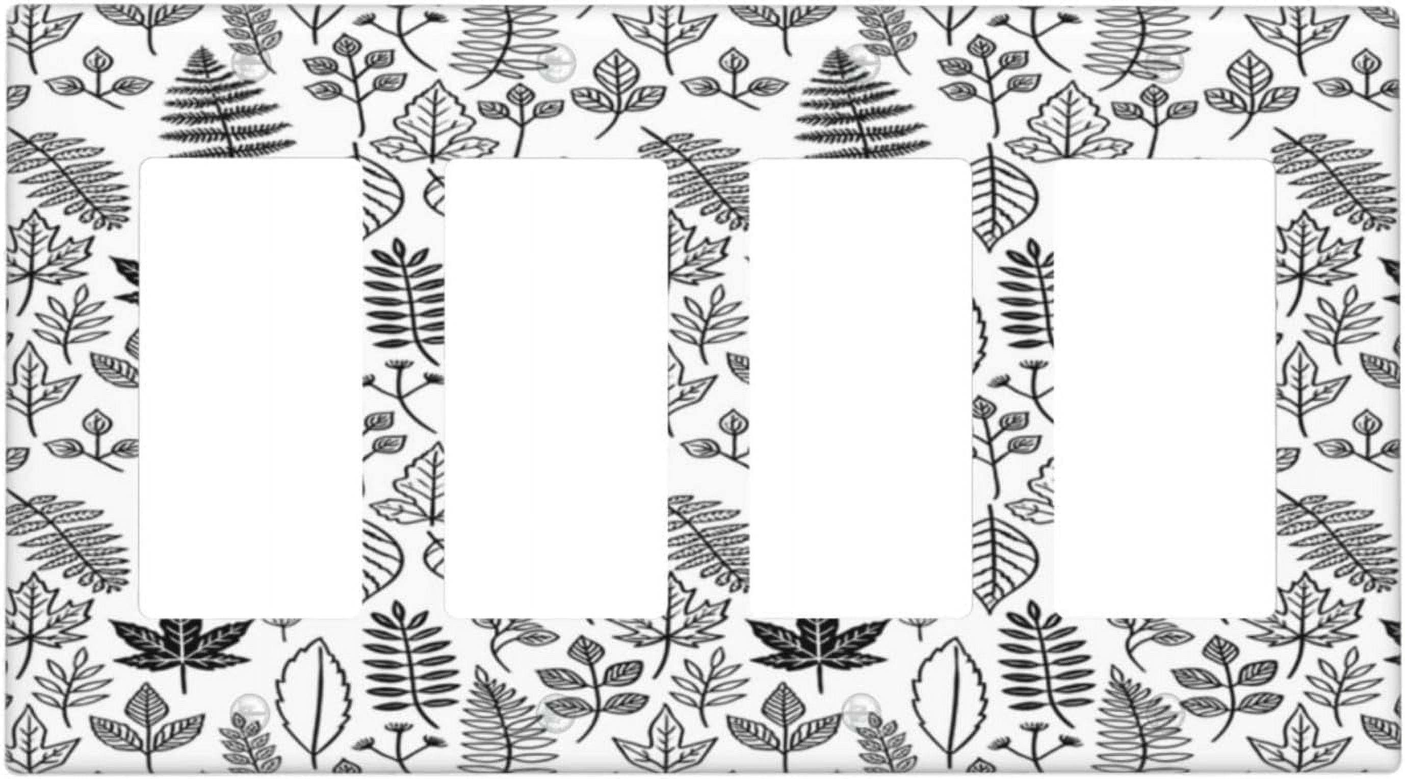 Black White Leaf Wheat Maple Leaf Plant Wallplates Quad Rocker ...