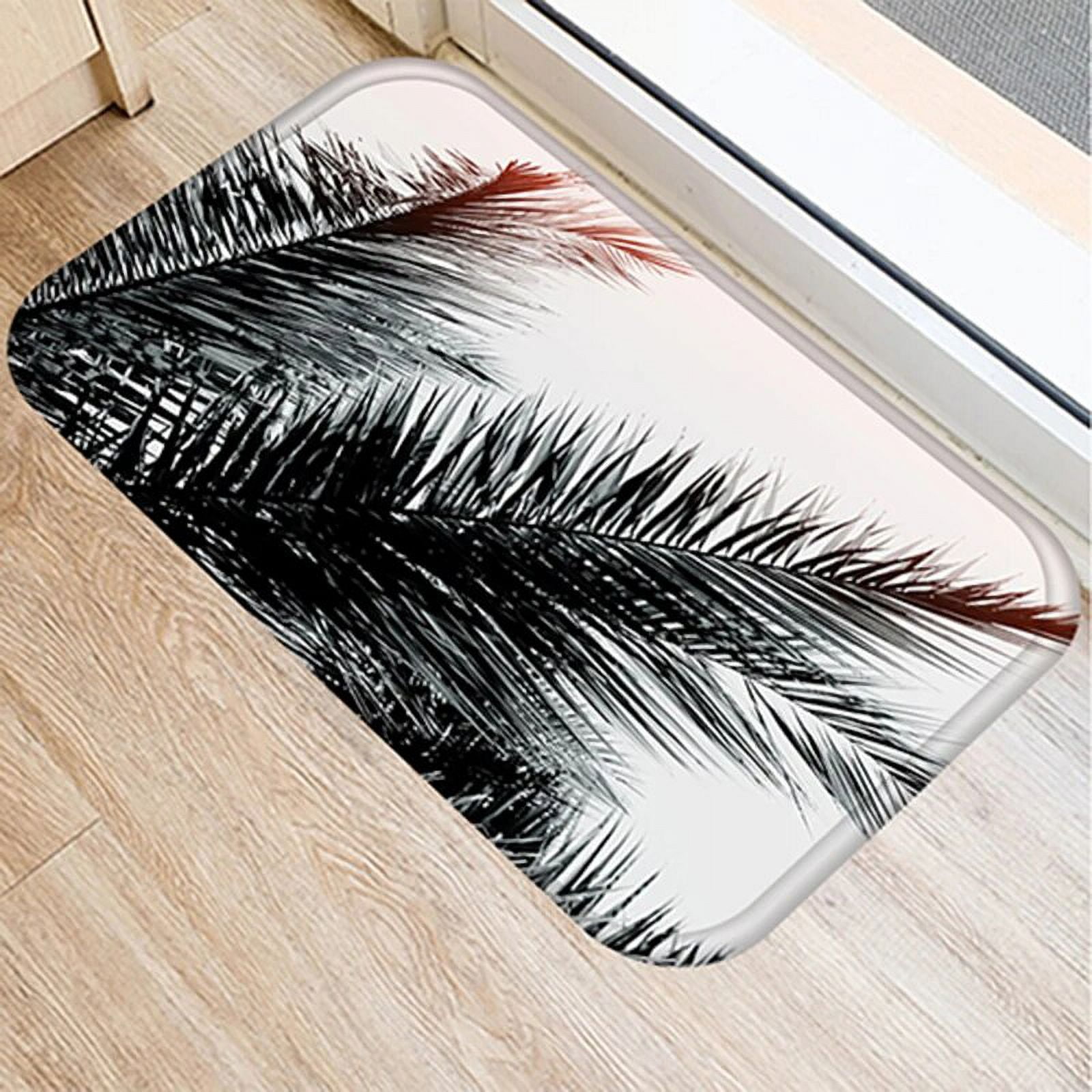 Black White Leaves Modern Kitchen Carpet Home Entrance Doormat Bedroom ...