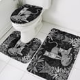 Black And White Leopard Bathroom Rugs Set Tropical Plants Palm Leaf ...