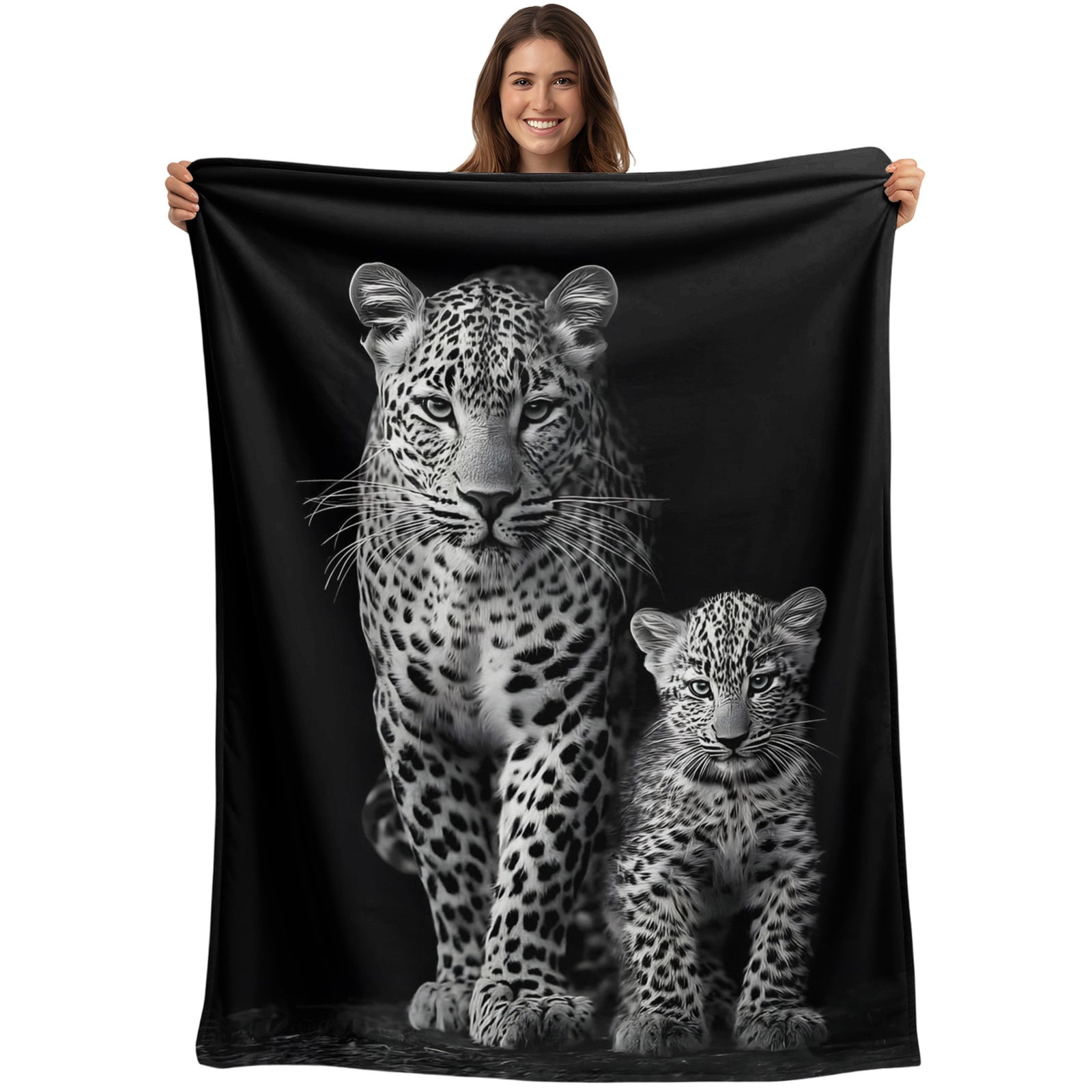 Black White Leopard Blanket Soft Cozy Warm Throw Blanket for Couch ...