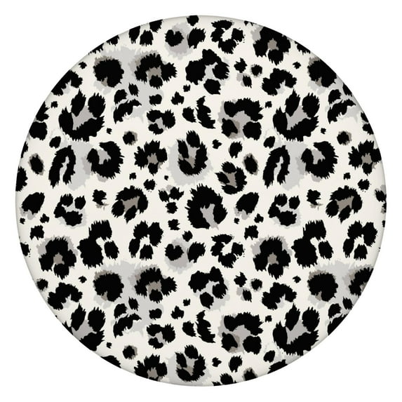 Black and White Leopard Pattern Round Fitted Tablecloth with Elastic ...