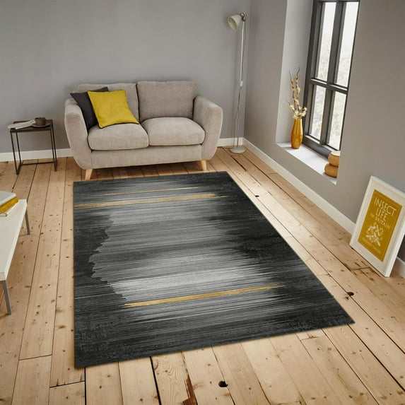 Black and White Line Area Rugs, Mosaic Abstract Apartment Carpet ...