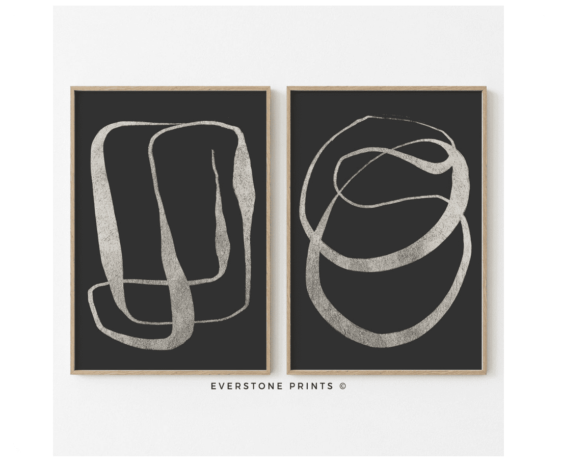 Black White Line Art Minimal Abstract Wall Poster Home Decor Office ...