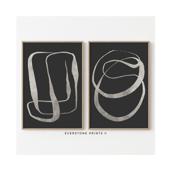 Black White Line Art Minimal Abstract Wall Poster Home Decor Office ...