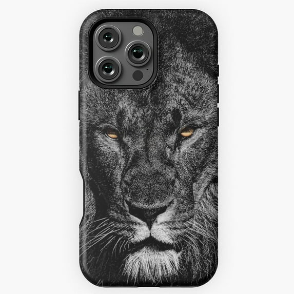 Black White Lion Animal Art Phone Case Compatible with iPhone 11-17 Pro ...